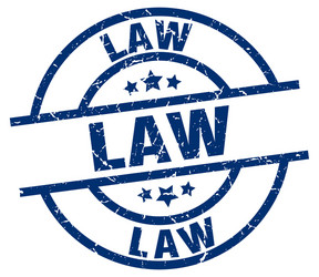 Law blue round grunge stamp Royalty Free Vector Image