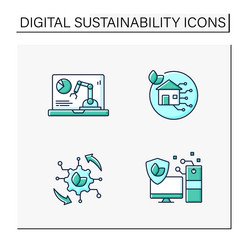 Digital sustainability line icons set Royalty Free Vector