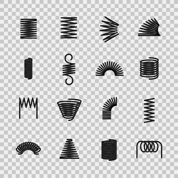 Metal springs spiral lines coil shapes isolated Vector Image