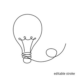 Watercolour light bulb in continuous line drawing Vector Image