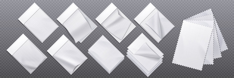 Realistic set of pinned fabric swatches Royalty Free Vector
