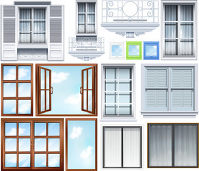 Different types house windows elements isolated Vector Image
