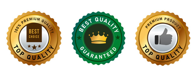 Recommended with thumbs up premium quality award Vector Image