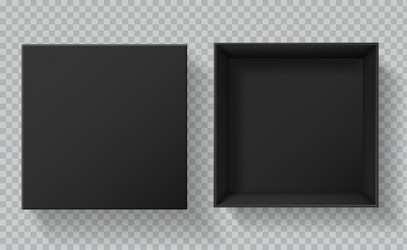 Black box packaging side view open and closed Vector Image