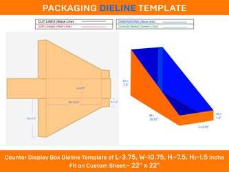 Cardboard counter display box dieline template Vector Image