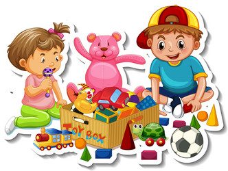 Playful Children With Toys Royalty Free Vector Image