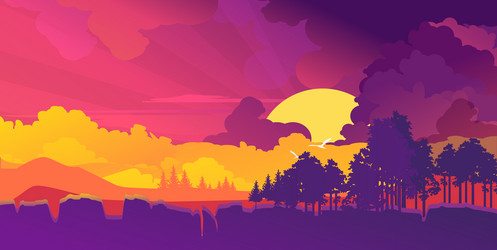 Cartoon evening sky sunset or morning landscape Vector Image