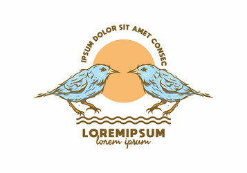 Twin bird line art drawing Royalty Free Vector Image