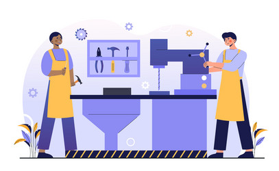 Industrial equipment and factory worker Royalty Free Vector