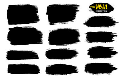 Set of different ink paint brush strokes isolated Vector Image