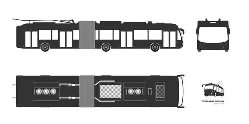 Trolleybus drawing outline transport blueprint Vector Image