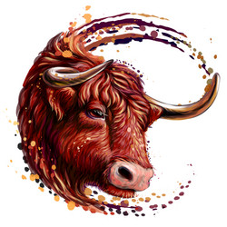 Color bull realistic composition Royalty Free Vector Image