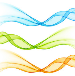 Set of abstract flow transparent color wave Vector Image