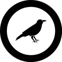 Crow black icon in circle outline Royalty Free Vector Image