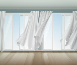 White window veil curtains realistic tulle drapes Vector Image