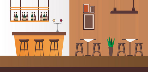 Tables and chairs with bar in restaurant forniture