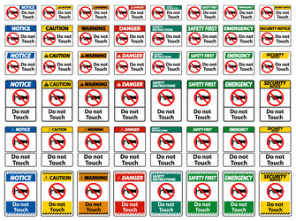 Notice do not touch sign label on transparent Vector Image