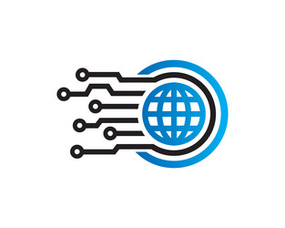 Global tech care logo template design Royalty Free Vector