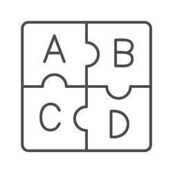 Letters abc puzzle alphabet line icon Royalty Free Vector