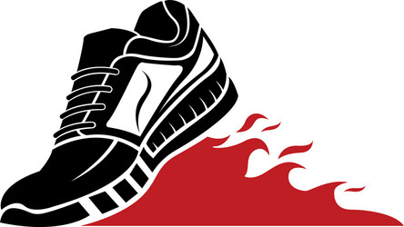 Hot running shoe fire logo silhouette run club Vector Image
