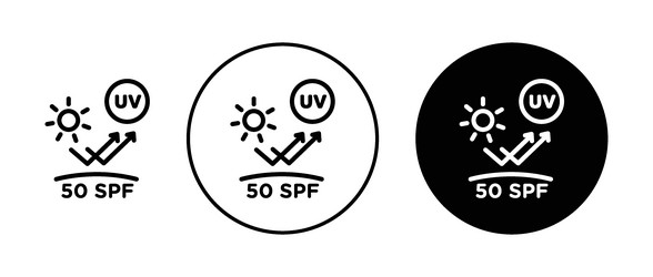 Uv spf 50 protect icon set sun screen protection Vector Image
