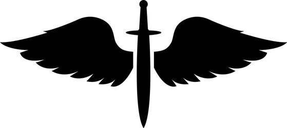 Wings and sword symbol cadets winged blade weapon Vector Image