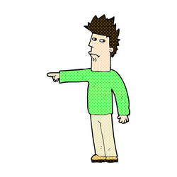 Comic cartoon boy pointing Royalty Free Vector Image