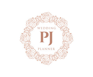 Pj initials letter wedding monogram logos Vector Image