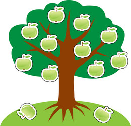 Realistic Cartoon Apple Tree