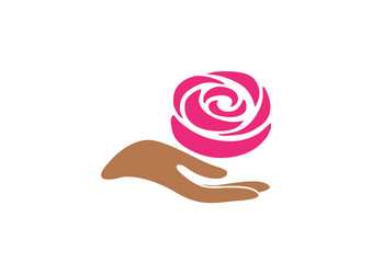 Hands holding rose for logo design Royalty Free Vector Image
