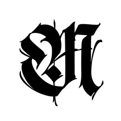 Letter m in the gothic style alphabet Royalty Free Vector