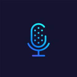 Creative blue microphone logo Royalty Free Vector Image