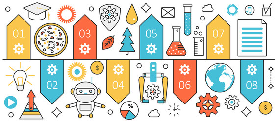 Robot evolution timeline composition Royalty Free Vector