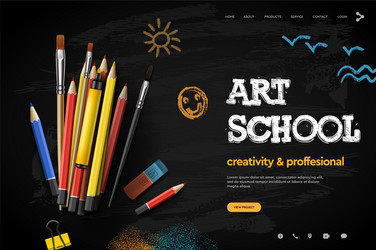 Web page design template for art school studio Vector Image