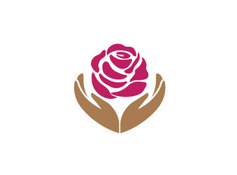 Hands holding rose for logo design Royalty Free Vector Image