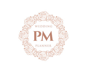 Pm initials letter wedding monogram logos Vector Image
