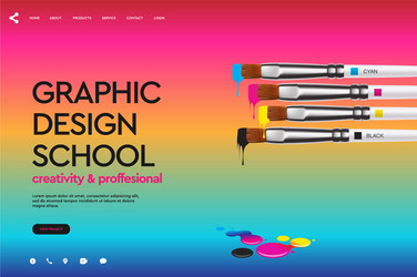 Web page design template for design school studio Vector Image