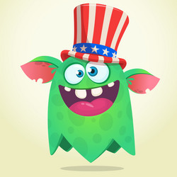 Cartoon funny monster wearing amirican uncle sam Vector Image