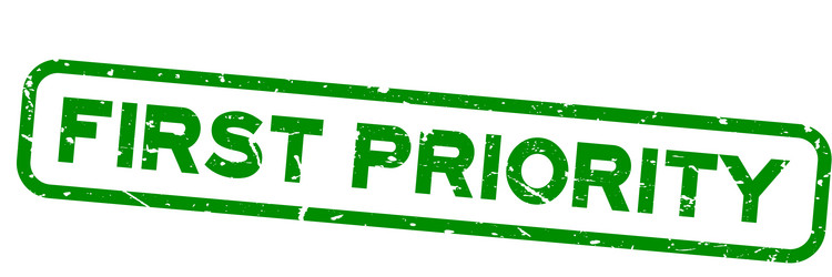 Grunge red first priority word square rubber seal Vector Image