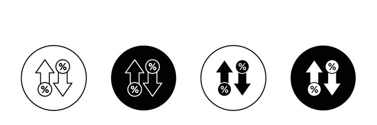 High and low percent arrow icon set increase Vector Image