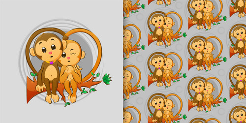 Monkey Couple Vector Images (over 310)
