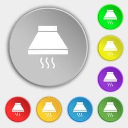 Kitchen hood icon sign symbols on eight colored Vector Image