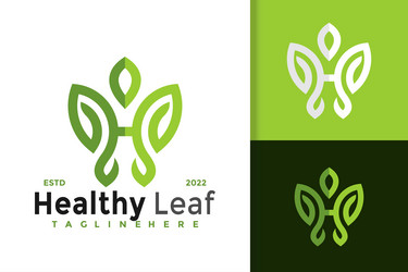 Letter h healthy leaf logo design brand identity Vector Image