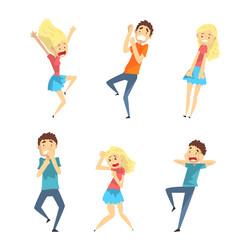 Scared and panicking people characters afraid Vector Image