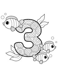 Coloring page - numbers education and fun Vector Image