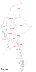 Burma map Royalty Free Vector Image - VectorStock