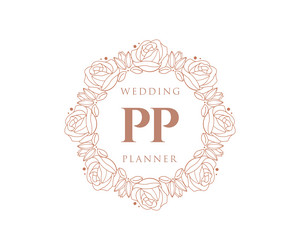 Pp initials letter wedding monogram logos Vector Image