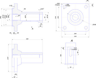 Engineering drawing of steel bush Royalty Free Vector Image