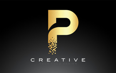 P logo letter with digital pixel tech design Vector Image