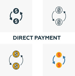 Direct payment icon set four elements in different